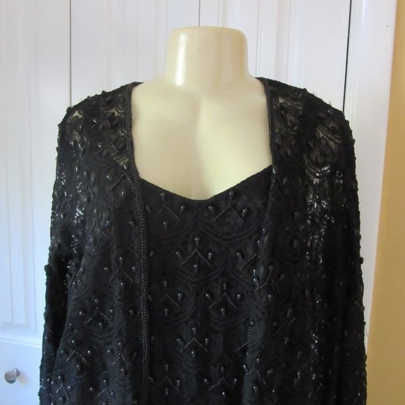 Scala | Dresses | Vintage Nwt Scala Black Beaded Formal Dress W Lace ...